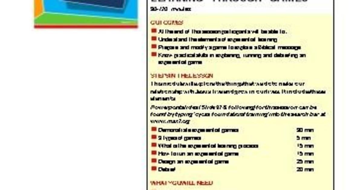 Learning through games manual